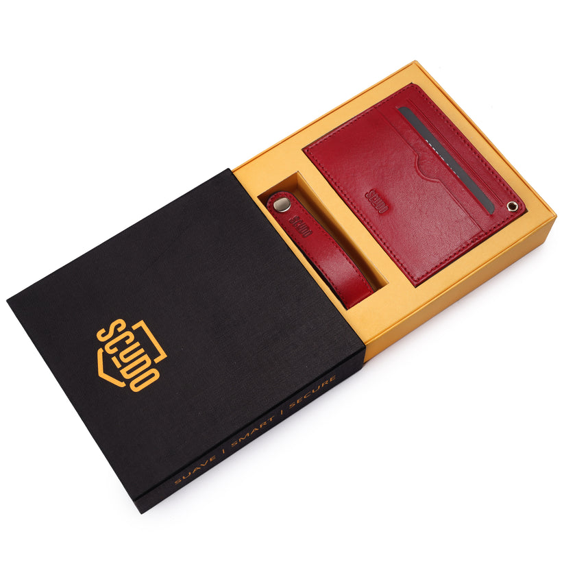 Gift Set - Card Holder & Key Organizer - Tuscany - Red – Scudo